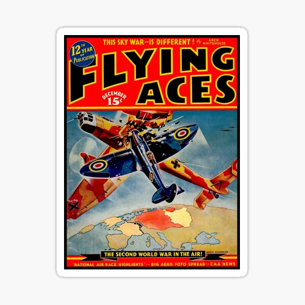 "FLYING ACES : Vintage 1939 Flying Aces World War Print" Sticker for ...