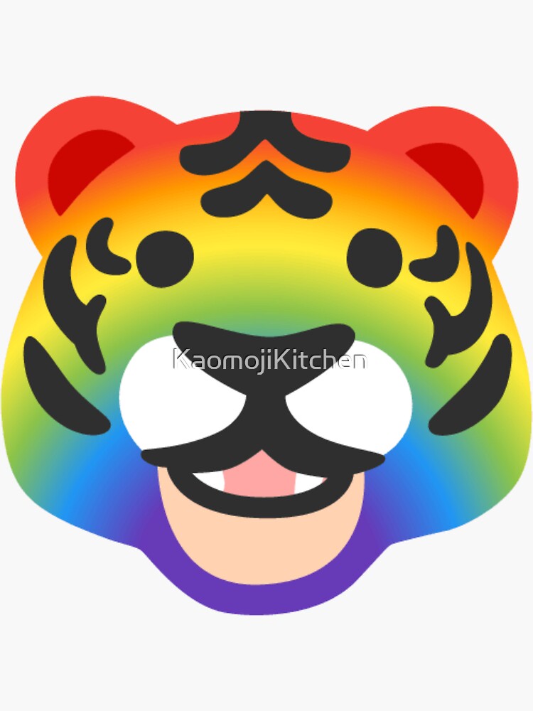 "Rainbow Tiger Android Emoji Sticker Design" Sticker for Sale by ...