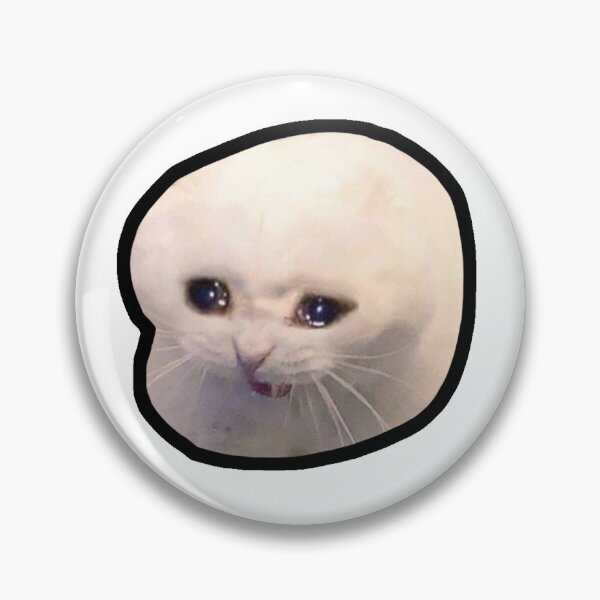 "Crying Cat Meme #1 (Black Outline)" Pin for Sale by cat-reactions ...