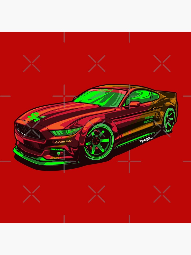 "Red Mustang gt modified" Poster for Sale by ASAKDESIGNS | Redbubble
