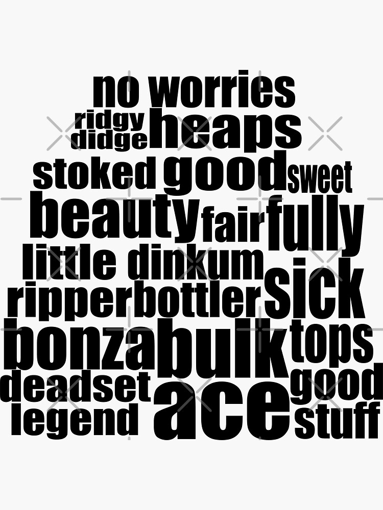 "Aussie Slang - All the Slang" Sticker for Sale by dodgerock | Redbubble