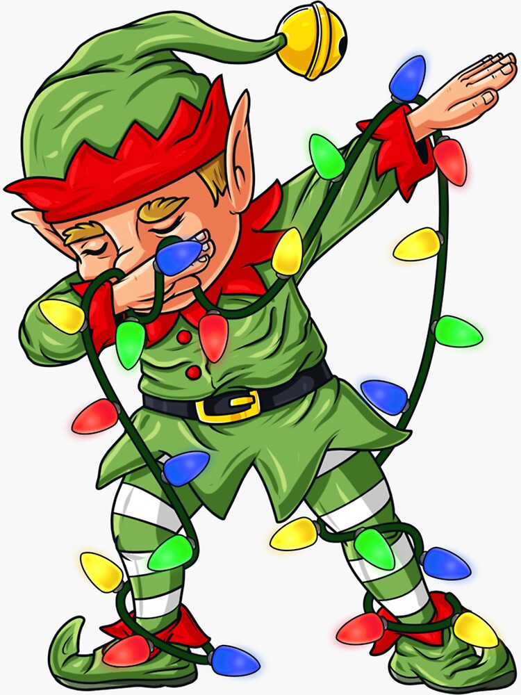 "Dabbing Elf Christmas Tree Lights Boys Kids Dab Xmas" Sticker for Sale ...