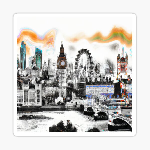 "Cityscape Art of London Skyline" Sticker for Sale by ReachForArt ...