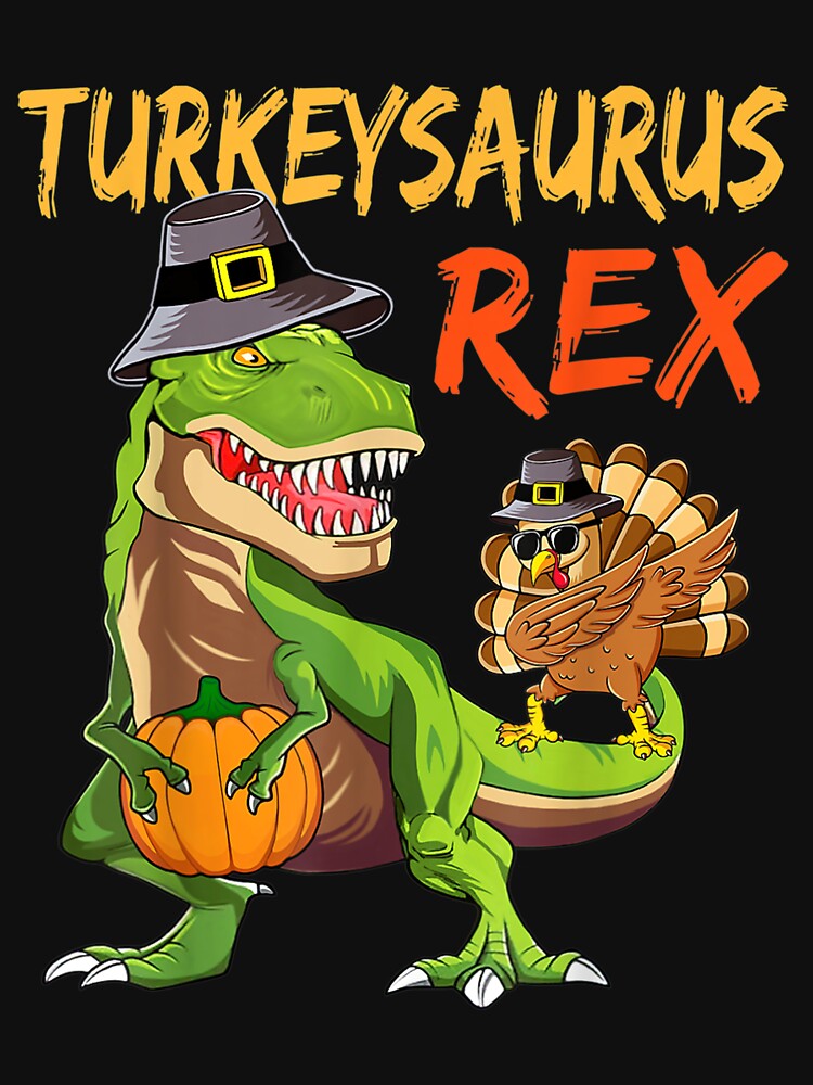 "Dinosaur Thanksgiving Boys Turkey Saurus T rex Pilgrim Kids" T-shirt ...