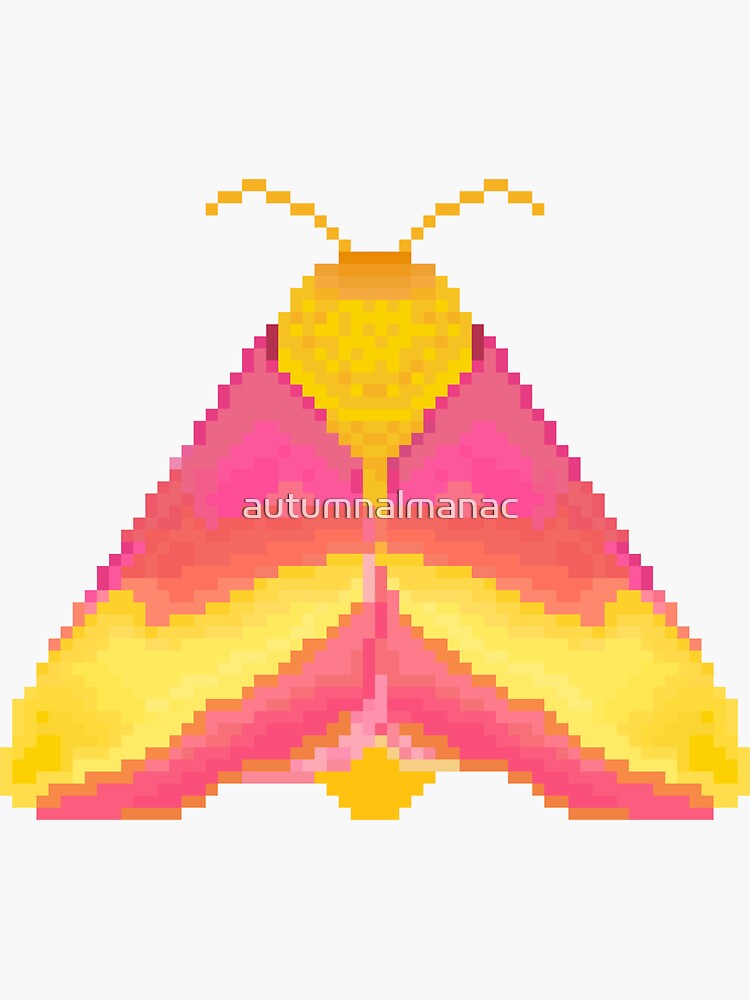 "pixel rosy maple moth" Sticker for Sale by autumnalmanac | Redbubble