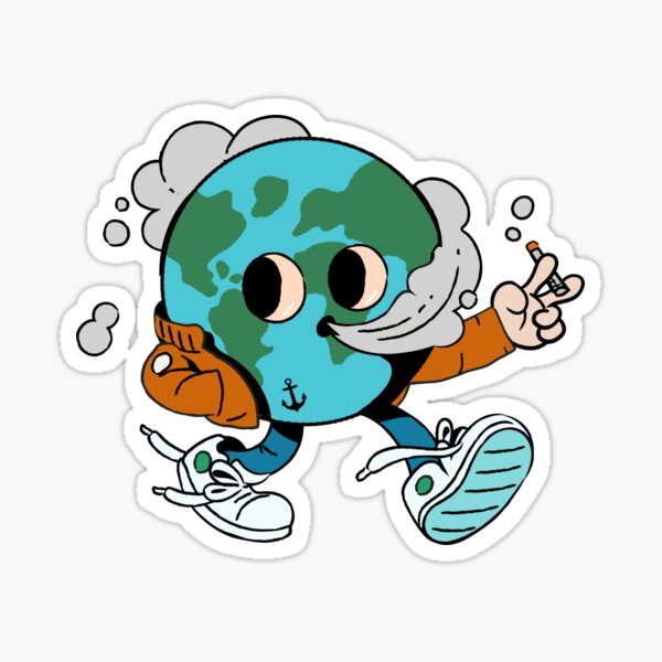 "Earth smoking cartoon Art" Sticker for Sale by AzuraArt | Redbubble