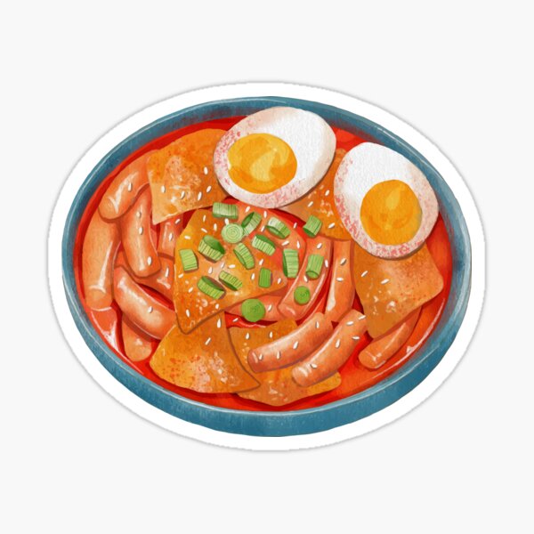 "Korean Tteokbokki - Spicy Stir Fried Rice Cakes With Egg" Sticker for ...
