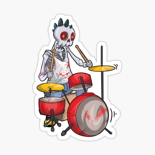 "Drummer Skull with Drumsticks" Sticker for Sale by BlackSheepEllis ...