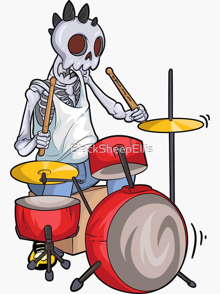 "Dead Drummer Skull" Sticker for Sale by BlackSheepEllis | Redbubble