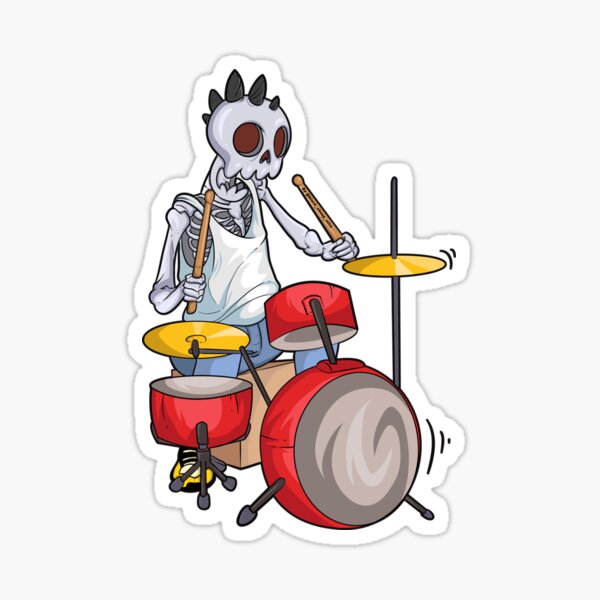 "Dead Drummer Skull" Sticker for Sale by BlackSheepEllis | Redbubble