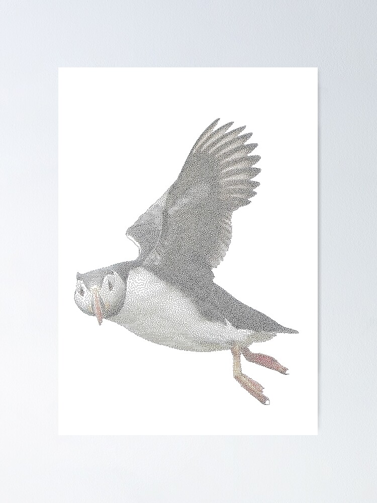 "Airborne Puffin - color TSP-art" Poster for Sale by virtuPIC | Redbubble