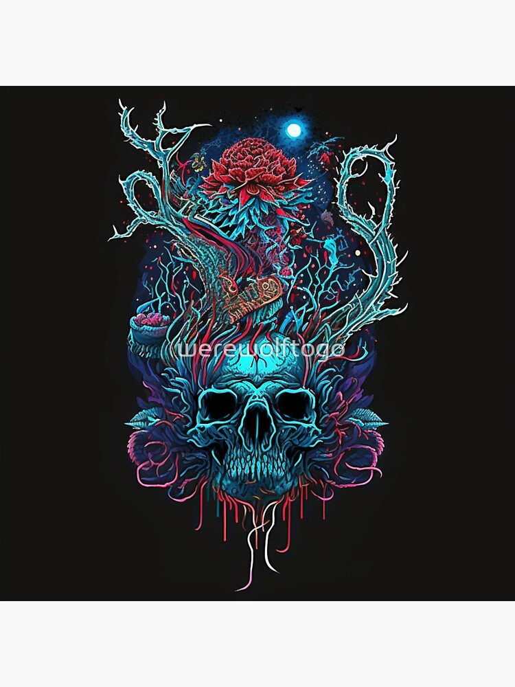 "Rose and Thorn Skull Blossom" Sticker for Sale by werewolftogo | Redbubble