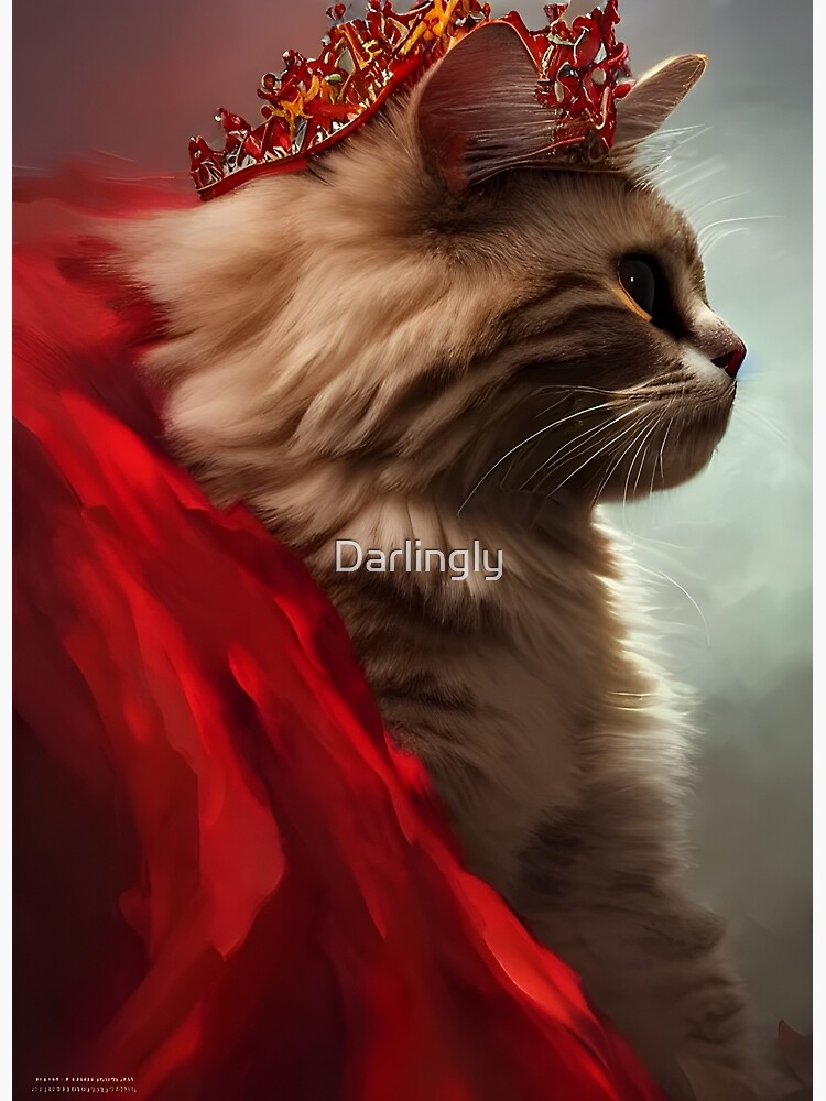 "Artistic Cat in a crown and red cape | " Poster for Sale by Darlingly ...