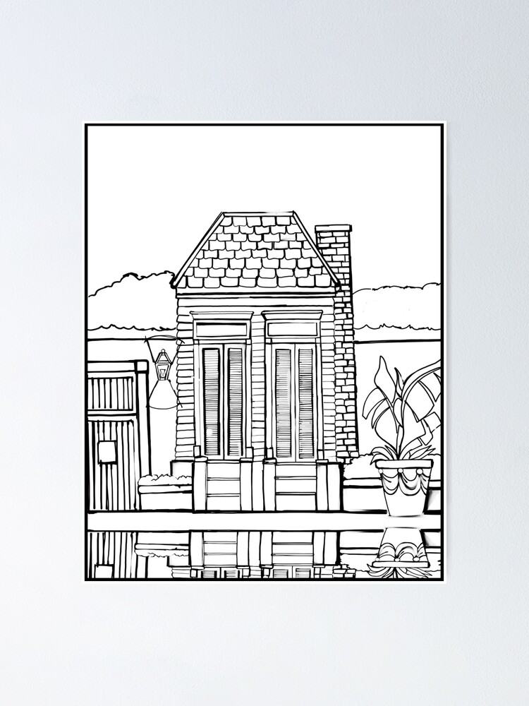 "Drawing of House, Historic Home Sketch, Black and White, Illustration ...