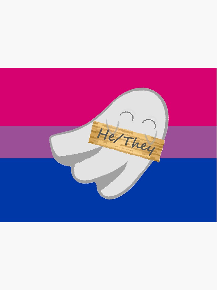 "Bi He/They Pronoun Ghost" Sticker for Sale by Forest-Bird | Redbubble