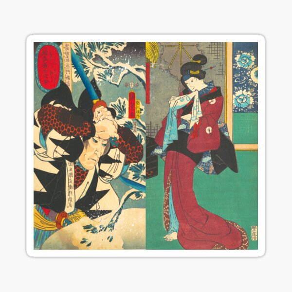 "Samurai and Courtesan | Japanese Edo Design" Sticker for Sale by ...