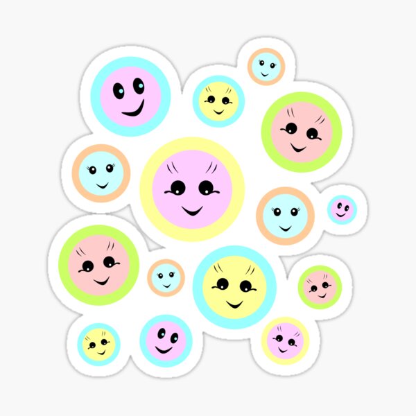 "Happy faces in pastel" Sticker for Sale by MarionsArt | Redbubble