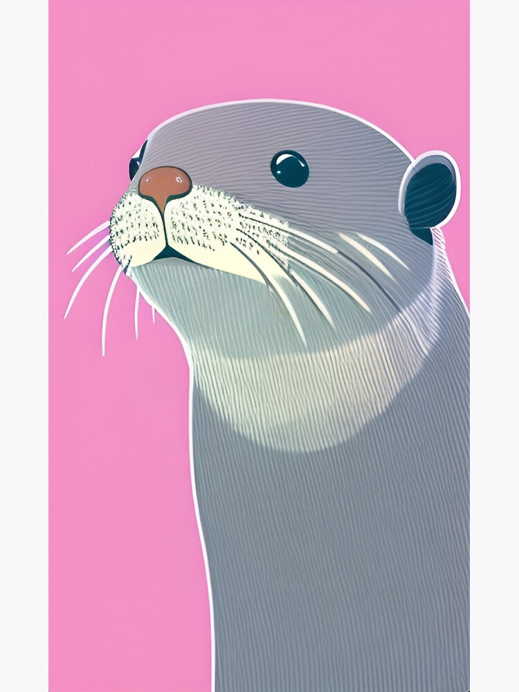 "Contemporary Otter Artwork with a Pink Background - Cute and Unique ...