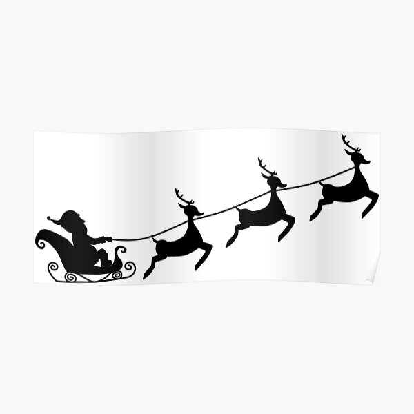 "Santa Sleigh Silhouette" Poster for Sale by galaxydaydreams | Redbubble