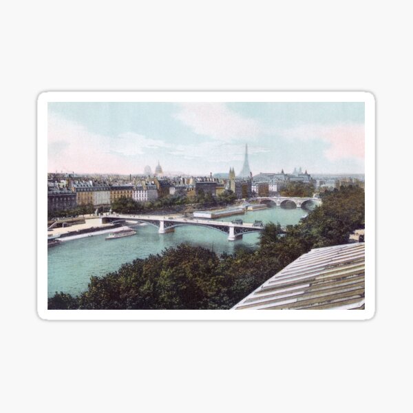 "1910 A view of Paris France from the Seine River" Sticker for Sale by ...