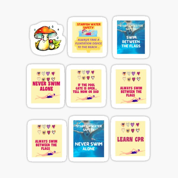 "WATER SAFETY SWIM SAFETY sticker pack" Sticker for Sale by ...