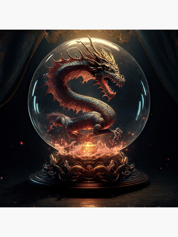 "Dragon in a Crystal Ball - Fantasy Digital Design - AI Artwork" Poster ...