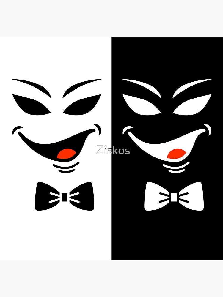 "Smiley face. Black and white. Half half." Sticker for Sale by Ziskos ...