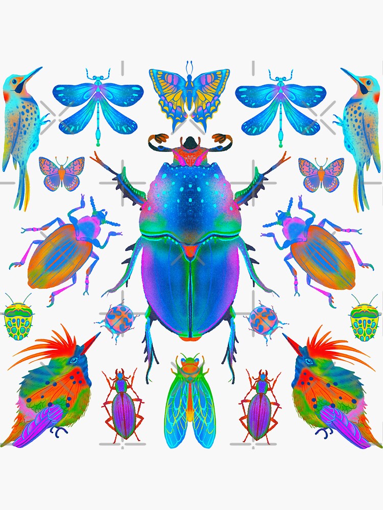 "Winged Biodiversity" Sticker for Sale by caringiscool | Redbubble