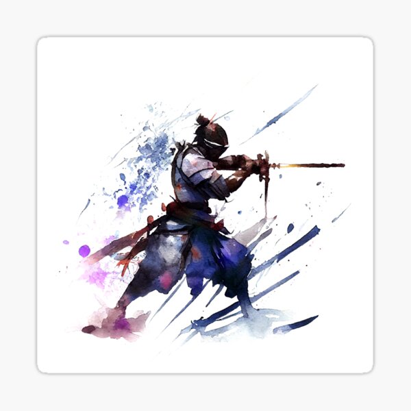 "Samurai Warior watercolor painting" Sticker for Sale by KOTOdesign ...