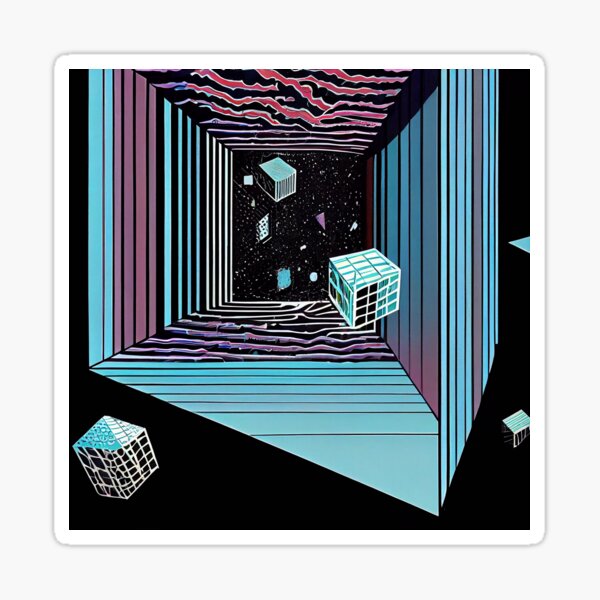 "evolving blue and pink decorative 3D surreal cuboid pattern in space ...