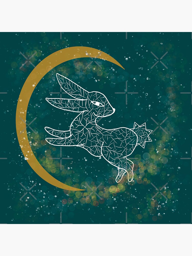 "Aqua lunar rabbit" Sticker for Sale by Anahit-Art | Redbubble