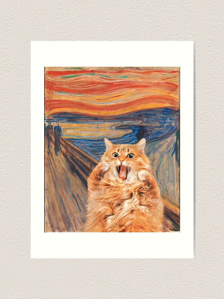 "The Scream Cat Print, Art Prints, Original Oil Painting Cat Portrait ...