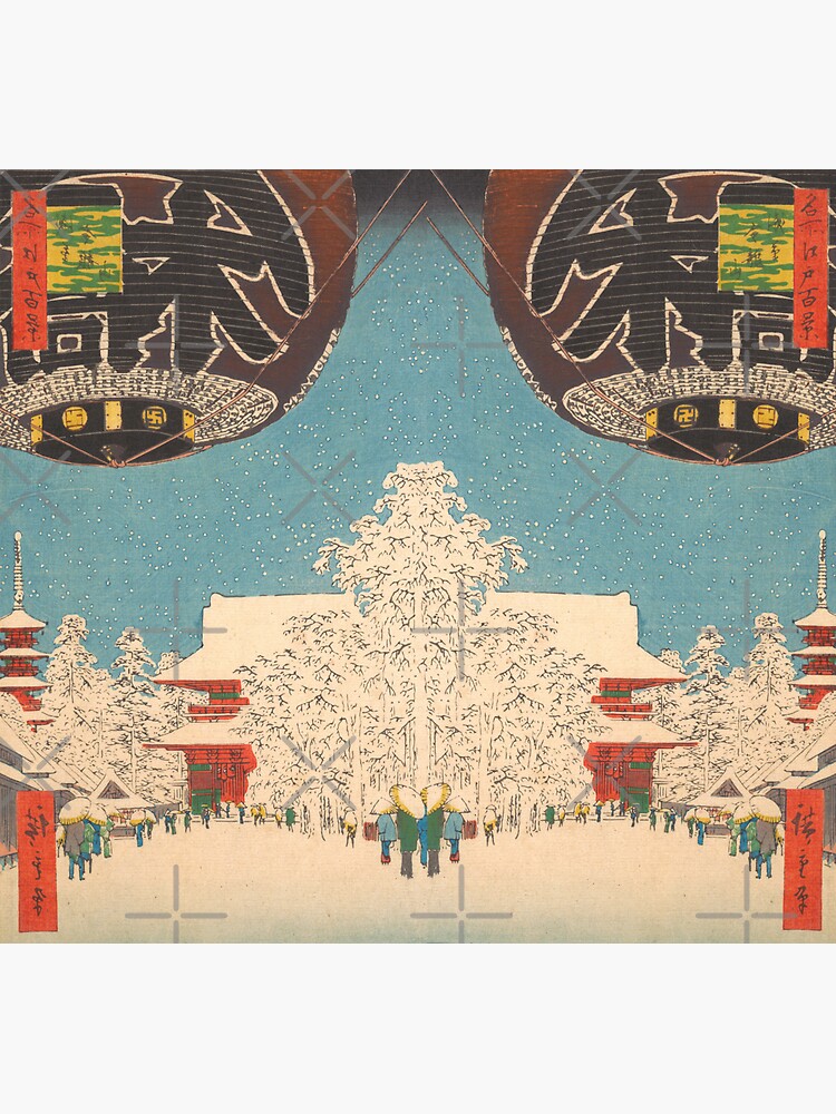 "Winter snow with Lanterns | Japanese Edo Design" Sticker for Sale by ...
