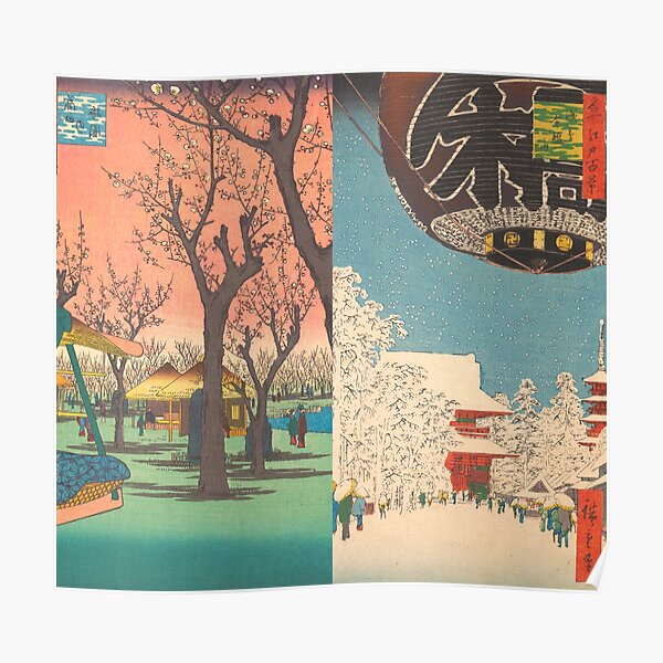 "Spring and Winter in Japan | Japanese Edo Design" Poster for Sale by ...
