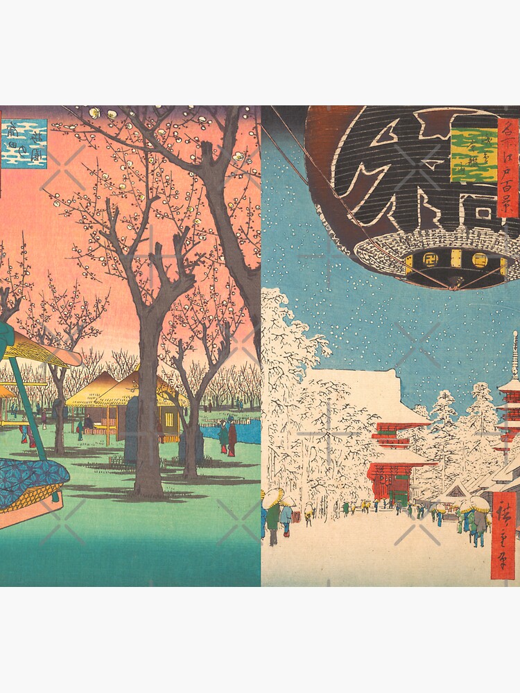 "Spring and Winter in Japan | Japanese Edo Design" Sticker for Sale by ...