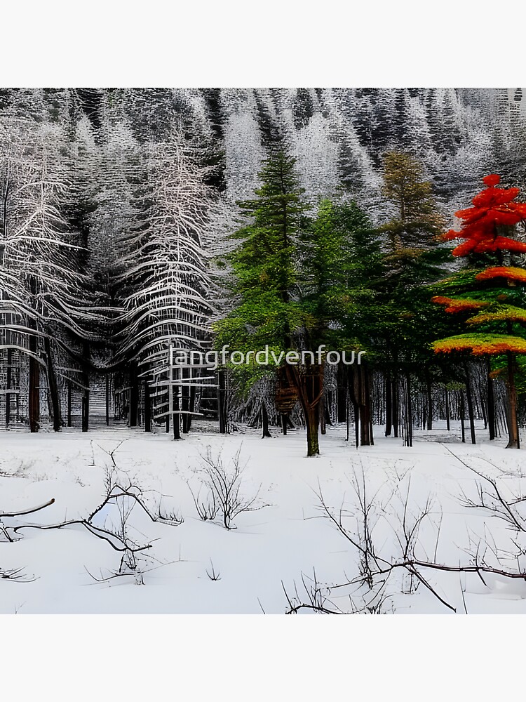 "Pretty Trees In Snow" Sticker for Sale by langfordvenfour | Redbubble