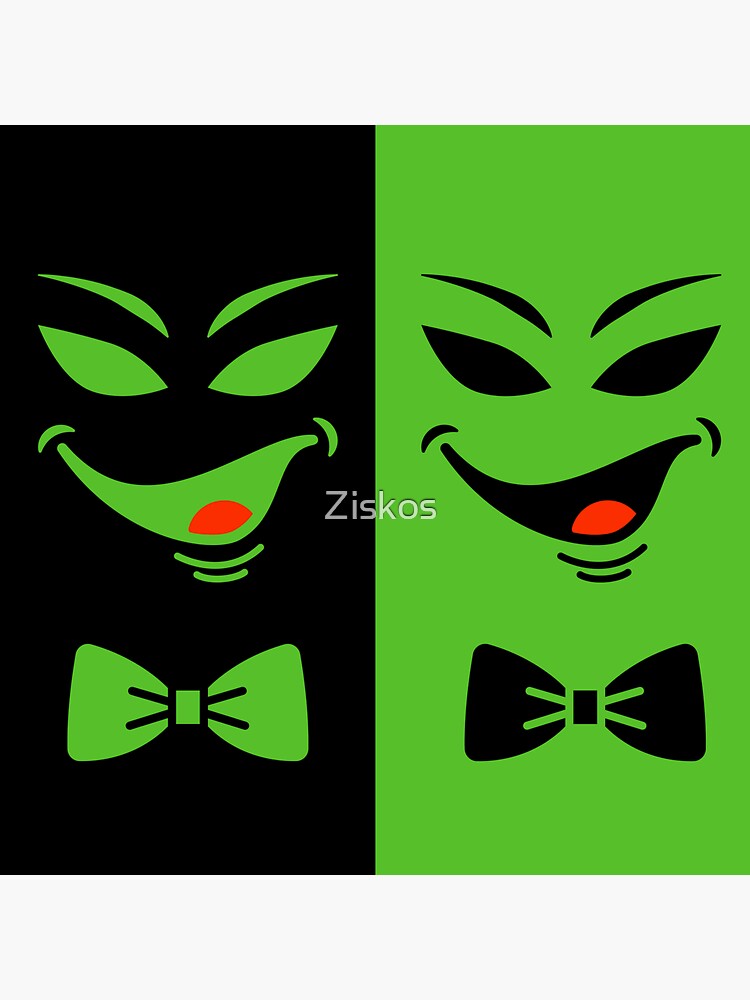 "Smiley face. Black and green. Half half." Sticker for Sale by Ziskos ...