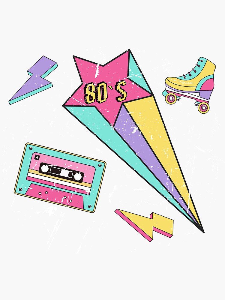 "80's retro party roller skates roller skates" Sticker for Sale by ...