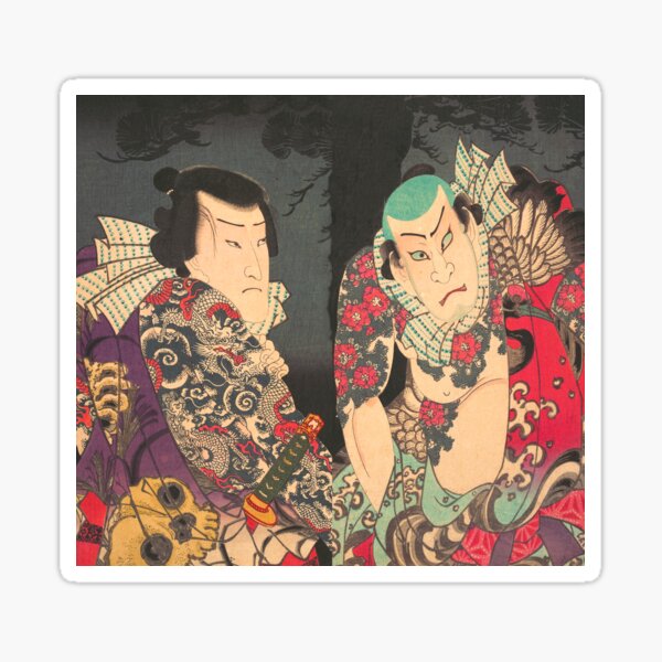 "Two Warriors | Japanese Edo Design" Sticker for Sale by andydavistech ...