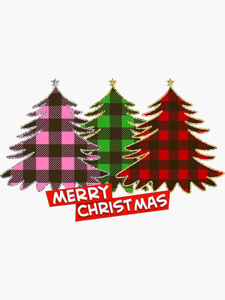 "Checkered Christmas Trees - Colorful" Sticker for Sale by SBWorld ...