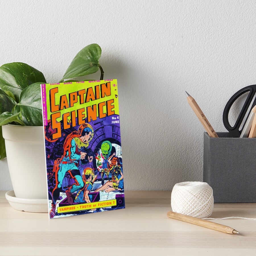 "Captain Science comics cover | Space vampires | retro art " Art Board ...