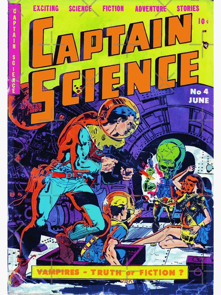 "Captain Science comics cover | Space vampires | retro art " Poster for ...