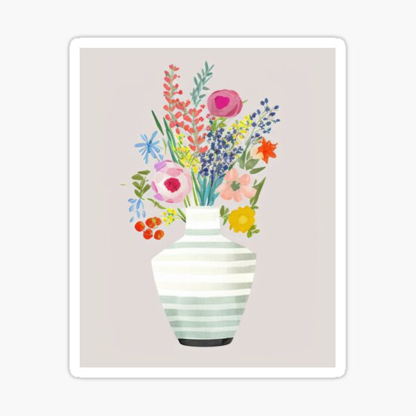 "Beautiful Watercolor Style Flowers in a Vase" Sticker for Sale by ...