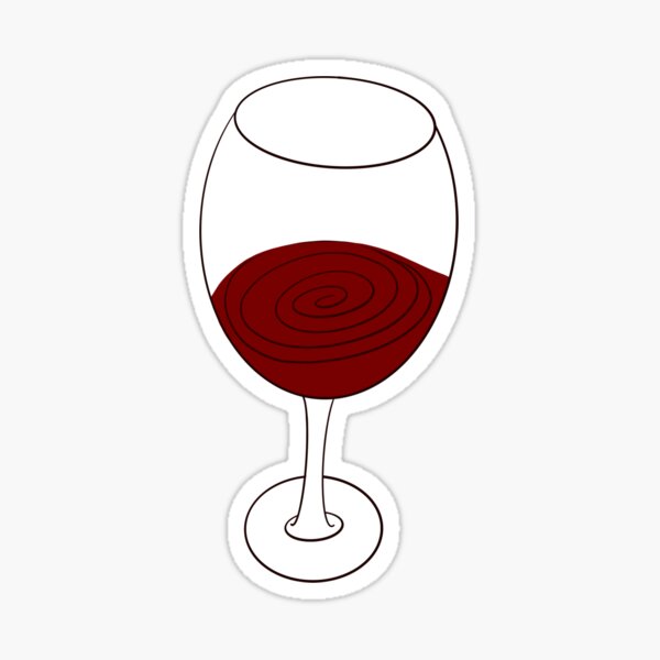 "70's style minimalist illustration of a glass of red wine" Sticker for ...