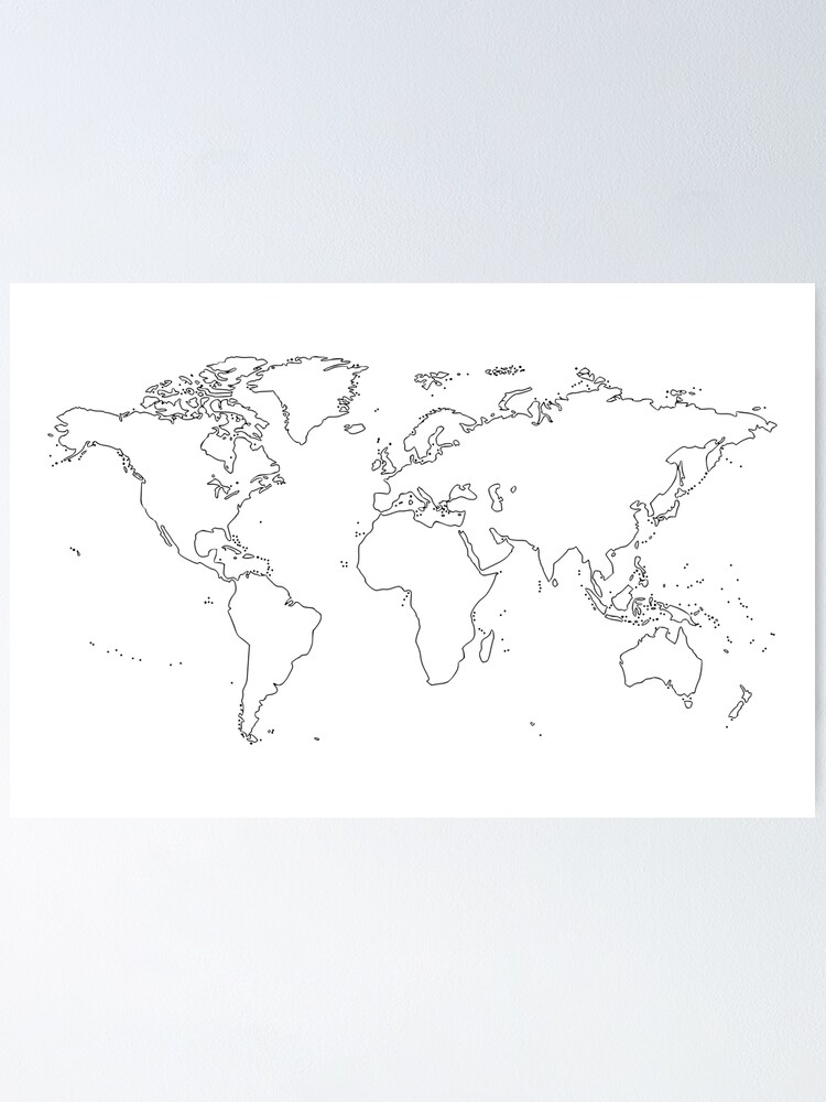 Blank world map poster