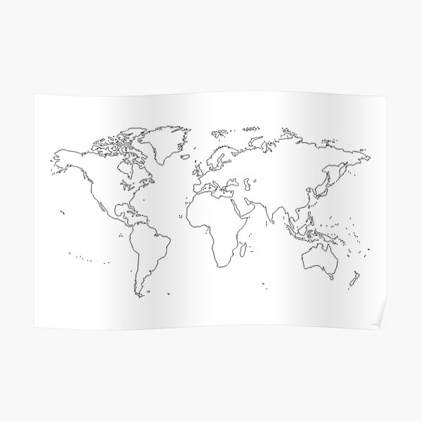 "Blank World Map" Poster for Sale by vintsArt | Redbubble