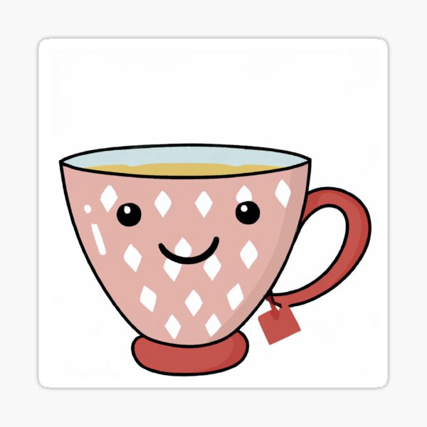 "Happy cute tea cup" Sticker for Sale by ElmaCay | Redbubble