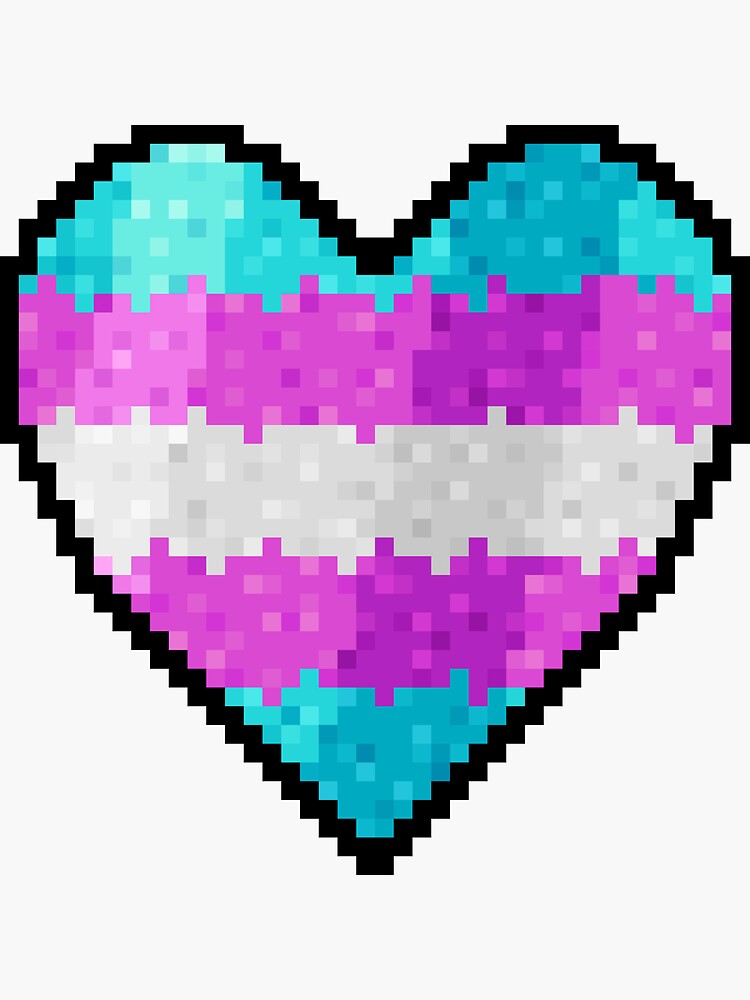 "8-Bit Pixel Transgender Flag Glitter Heart" Sticker for Sale by ...