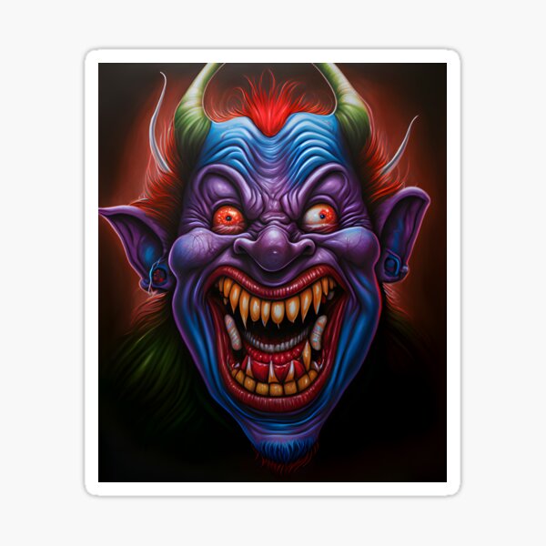 "Laughing Demon No.1" Sticker for Sale by TooplesArt | Redbubble