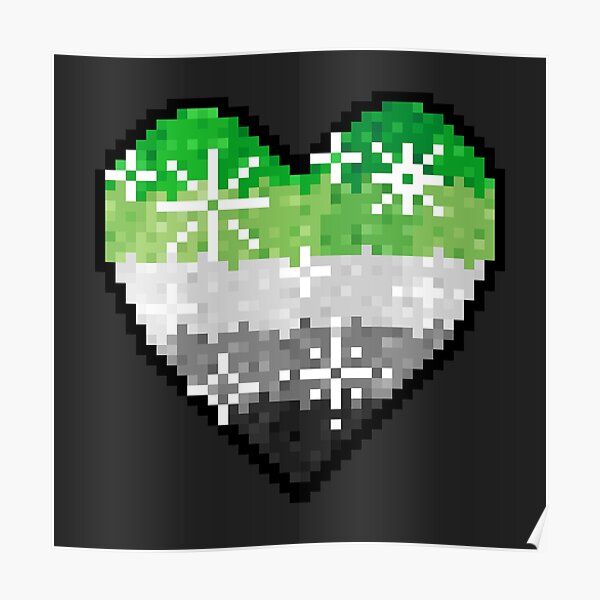 "8-Bit Pixel Aromantic Flag Glitter Heart" Poster for Sale by ...